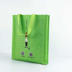 Quality Reusable Polypropylene Woven Bags 29*35cm Breathable Handled Bags Green for sale