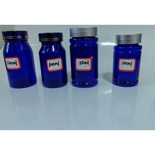 Quality Pharmaceutical 100ml 120ml 175ml Blue PET Plastic Pill Capsule Bottle Health Care tablet medicine Bottle with Screw Cap for sale