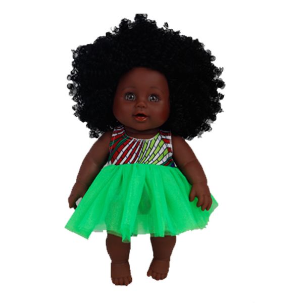 Quality Gentle Hand Wash 35cm Silicone Vinyl Dolls For Kids African Black Doll for sale