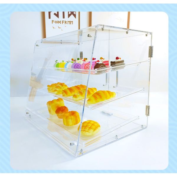 Quality Acrylic Pastry Display Case With Removable Trays And Magnetic Rear Doors for sale