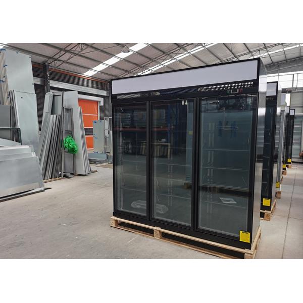 Quality R290 Three Glass Door Fridges Top Mount Display BLACK for sale