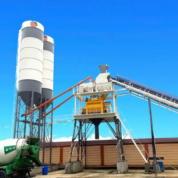 Quality Commercial HZS120 Concrete Batching Plant PLD3200 210Kw Overweight Design for sale