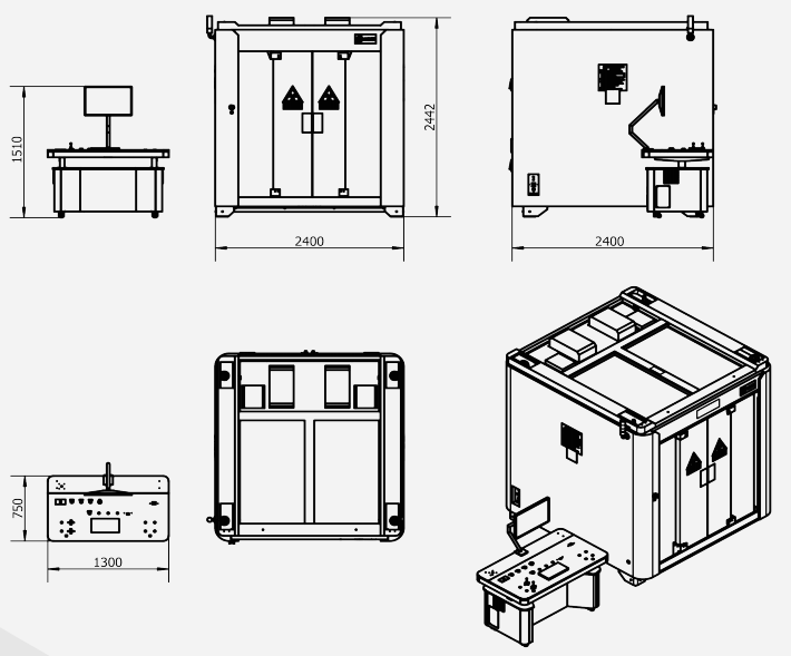 UNC225 X-Ray machine dimensional diagram and external appearance