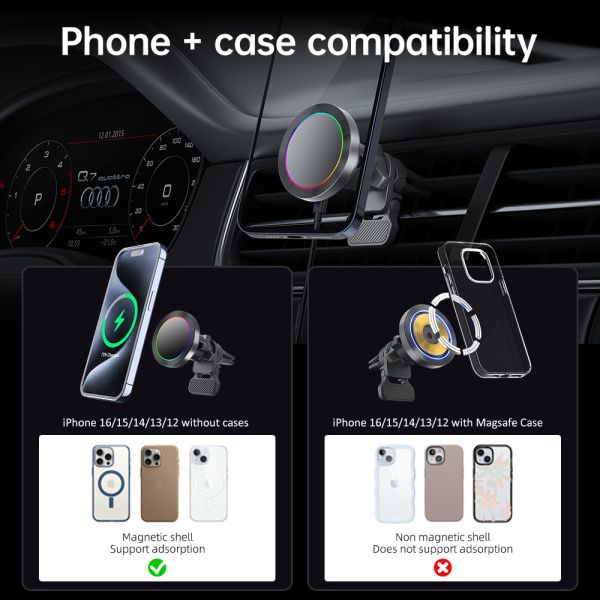 Quality Adjustable Iphone Magsafe Charger RGB Light Effect Aluminium Alloy for sale