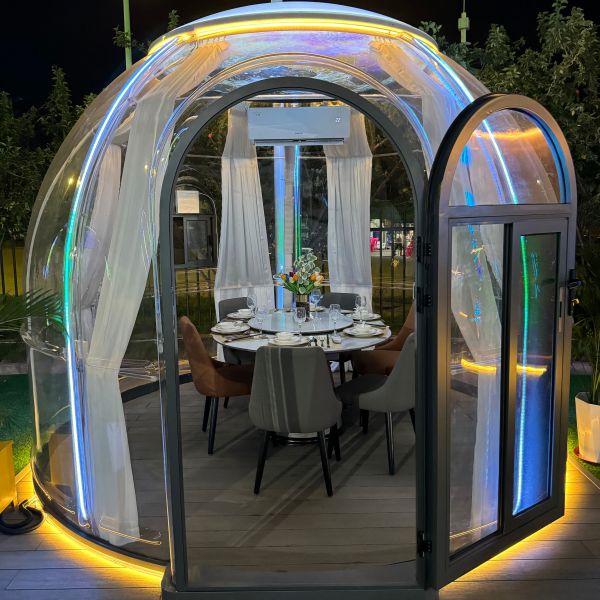 Quality Modern Design Hotel Modular Prefab PC Crystal Dome Tent Bubble House for Dining for sale