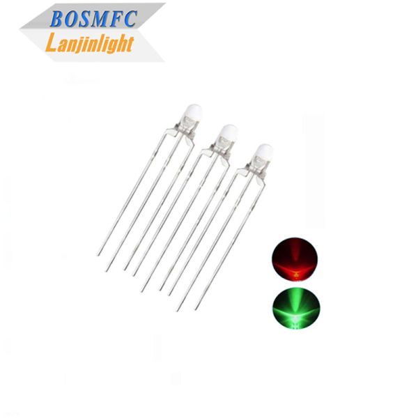 Quality Bi Color 3mm Through Hole LED Multifunctional 20mA Red & Green Light for sale