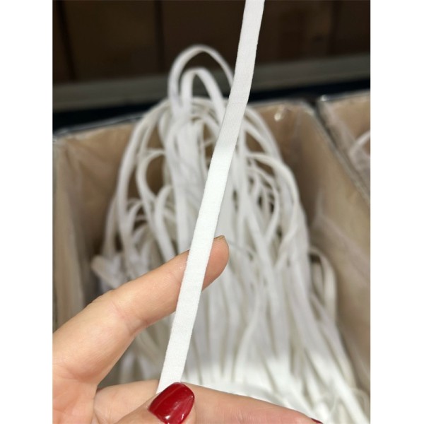 Quality 6.5mm Polyester Spandex Flat Ear Loop For N95 Face Mask White for sale