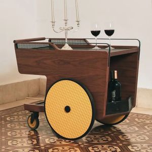 Quality Wood Commercial Furniture Customized Iron and Wood Trolley Metal Cart with for sale