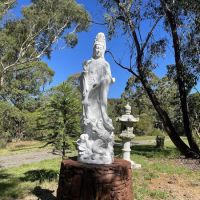 Quality Outdoor Garden Decoration Large Natural Stone Marble Kuan Yin Statue Buddha for sale