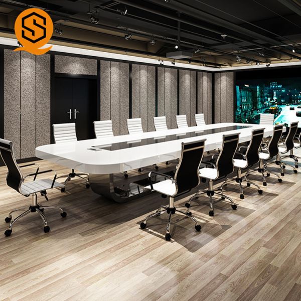 Quality OEM ODM White Solid Surface Conference Table Curved Meeting Table for sale