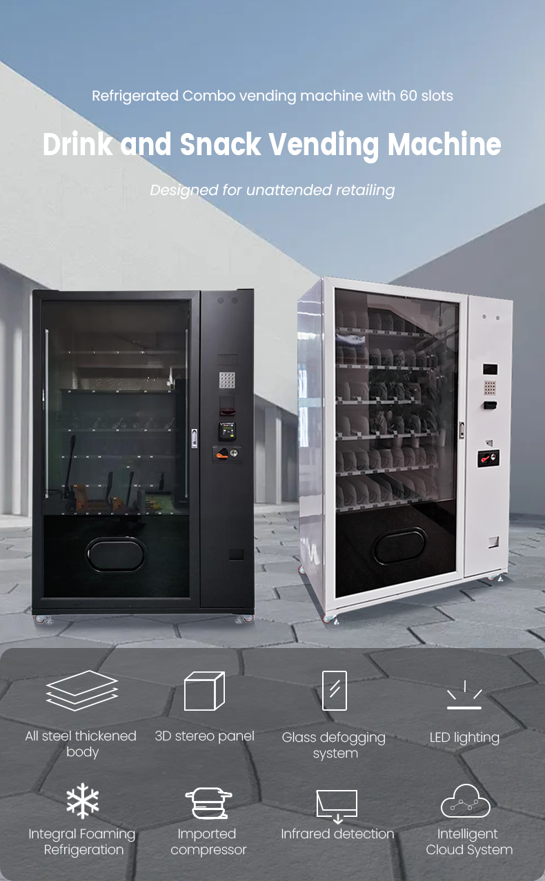 High Security Normal Keypad Cold Soda Drinks Snack Vending Machine with 5 inch Screen