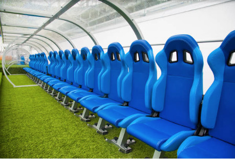 Quality Galvanized Steel Football Subs Bench with Shelter EN 12727 Certified and 4-12 Seats Customizable for sale
