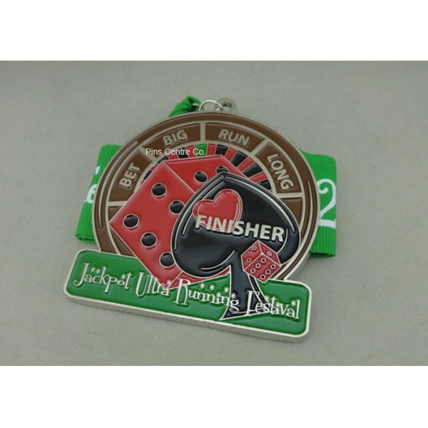 Quality Die Stamped Soft Enamel Medals Customized Ribbon For Sporting Running Awards for sale