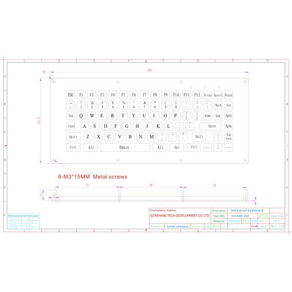 Quality 85 Keys Ruggedized Keyboard , Industrial Computer Metal Kiosk Keyboard for sale