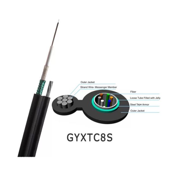 Quality OS1 OS2 GYXTC8S Kevlar Fiber Optic Cable 500m Self Supporting for sale