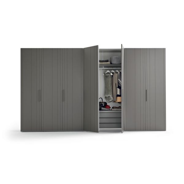 Quality Grey Wardrobe Design PVC Material Flat Eased Edge ODM OEM for sale
