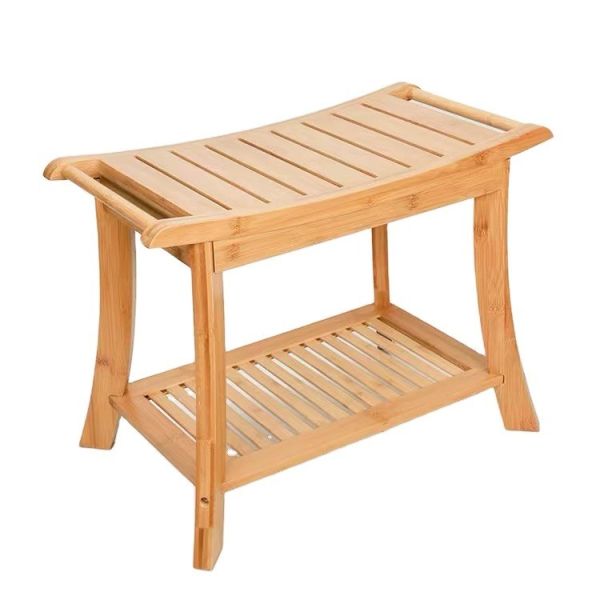 Quality FSC Certificated Non Slip Bamboo Shower Bench Waterproof Seat Towel Holder for sale