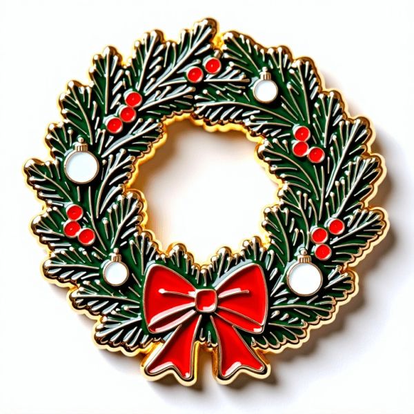 Quality Christmas Wreath Fridge Magnet With Pine Berries And Bow for sale