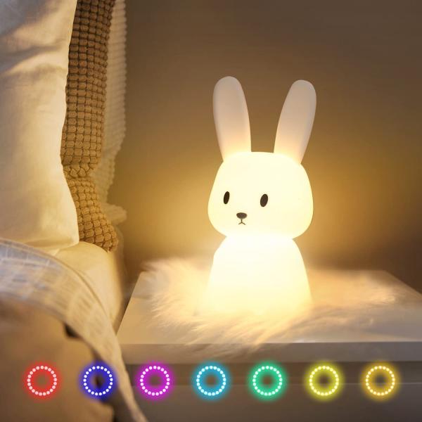 Quality Bunny Cute 3 Hours 7 Colors Silicone LED Night Light For Camping Reading for sale