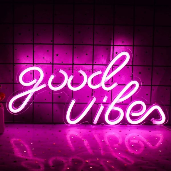 Quality Power Consumption 0 Good Vibes Neon Sign LED Neon Lights for Bedroom 16.1 x 8.3 for sale