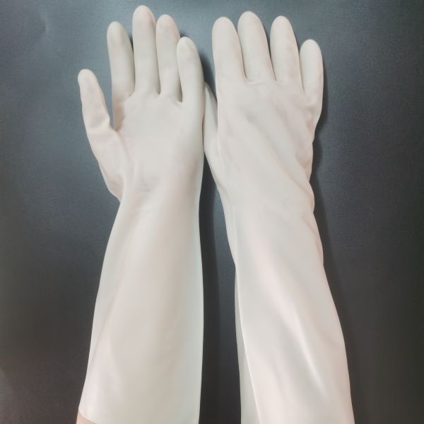 Quality White Nitrile Dishwashing Gloves 38cm Household Unflocked Lining  Extra Long Cuff for sale