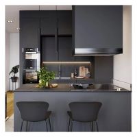 Quality CAD/3D Freely Light Grey Matte Lacquer Solid Wood Kitchen Cabinets with Centre for sale