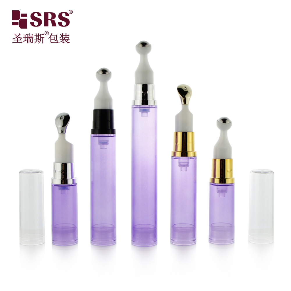 Quality A0031 5ml 10ml 12ml 15ml AS PP Airless Roller Steel Ball Bottle For Serum Gel for sale