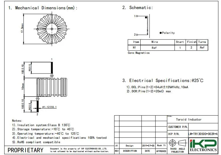 Toroidal Common Mode Choke Inductor for Line Noise Suppression