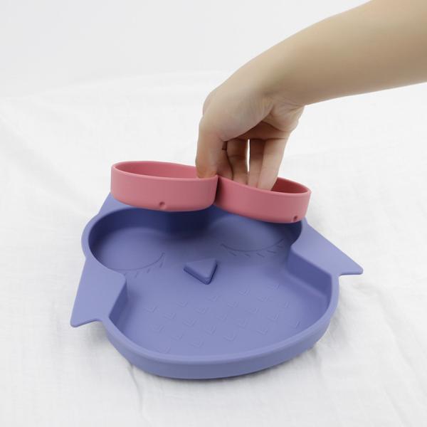 Quality Owl Shape Silicone Baby Suction Plate Non Toxic BPA Free With Pantone Color for sale