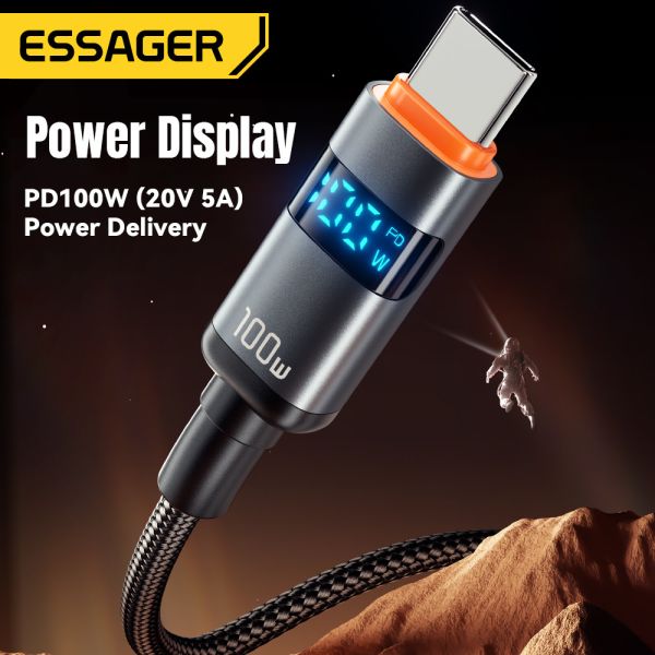 Quality ESSAGER ES-X61 Type C To Type C PD 100W USB C Charging Cable Digital Display for sale
