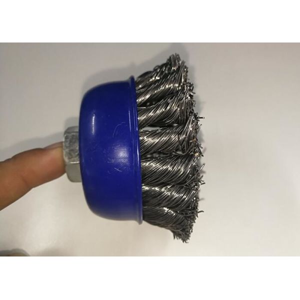 Quality 75MM OD Twist Knotted Wire Cup Brush Carbon Steel Wire Material With M10*1.5 Nut for sale