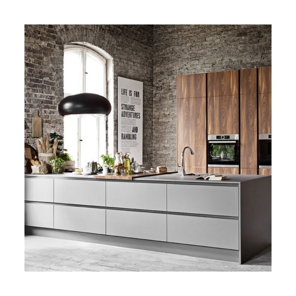 Quality Melamine Board Matte Kitchen Cabinet with Lacquer Door Panel Surface Treatment for sale