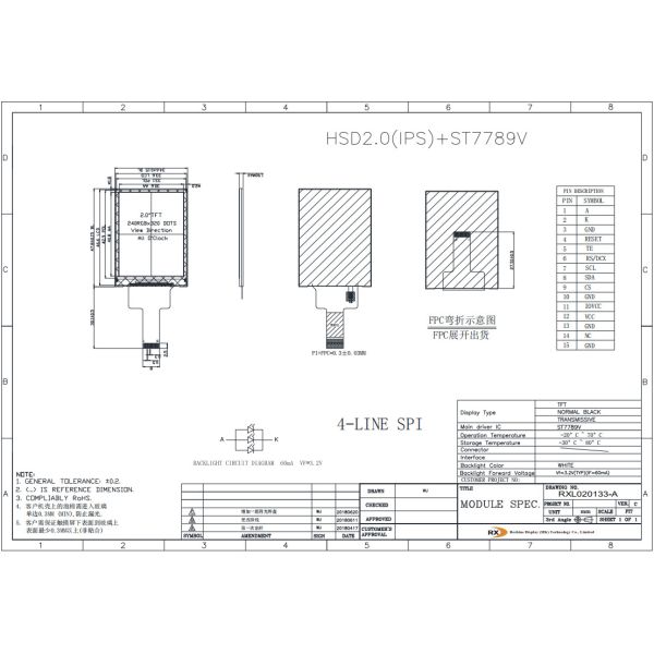 Quality Anti Glare TFT IPS LCD Display , 2.8v Standard IPS Touch Panel for sale