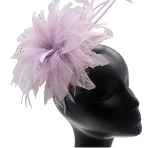 Quality Graduation Occasion pink feather fascinator , Hackle Flower Feather Headband for sale