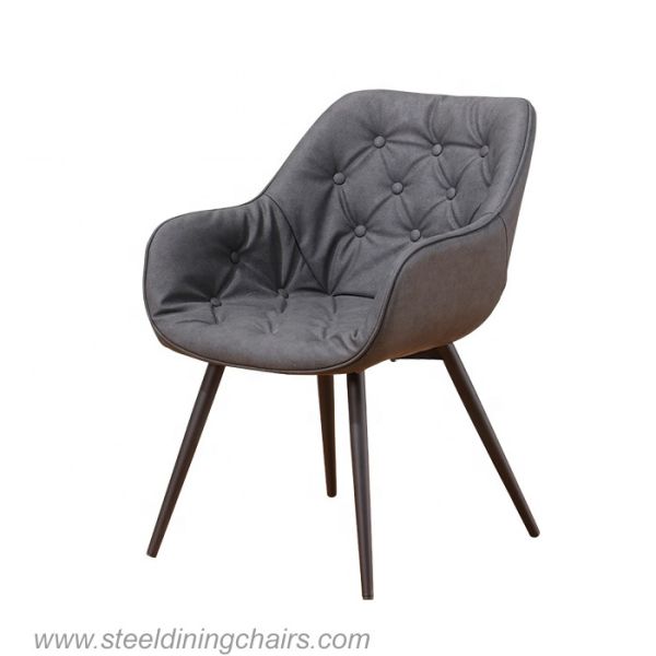 Quality Black Punctiform Metal Upholstered Dining Chair for sale