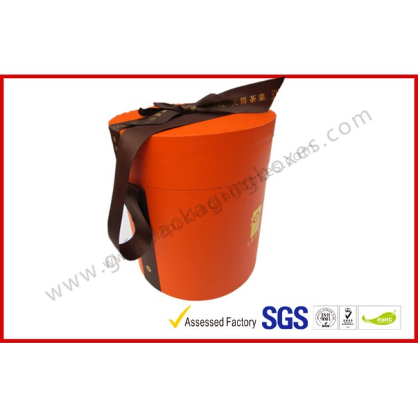 Quality Round Luxury Gift Boxes / PVC Lamination Ribbon Gift Cylinder for sale