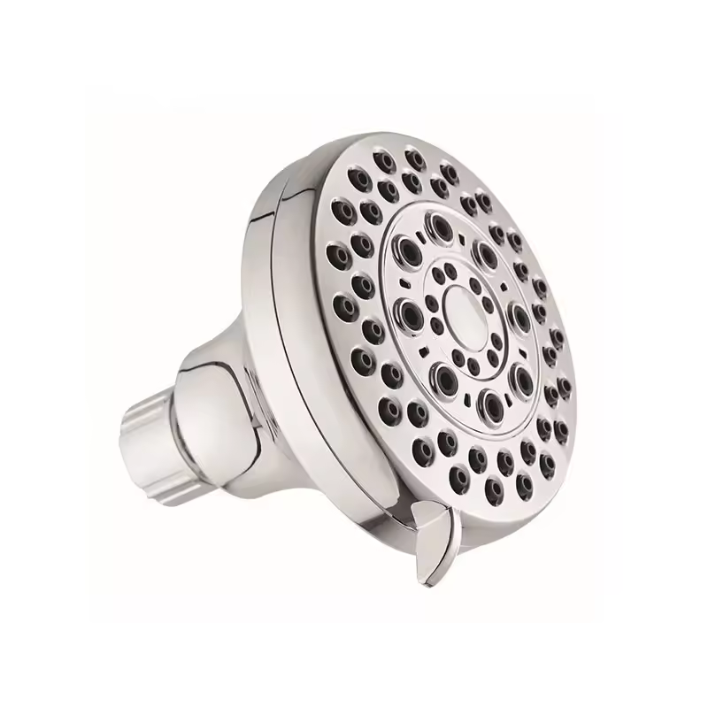 Chrome finished multi-function shower head front view