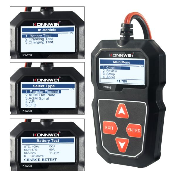 Quality 2.0" MSDS 100-2000BCI Car Battery Tester KONNWEI KW208 for sale