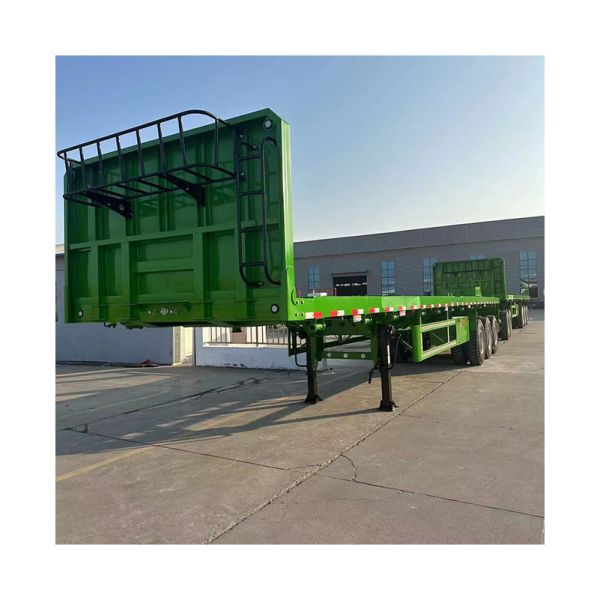 Quality Red Customize 3 Axles Flatbed Container Chassis Flat Bed Semi Trailer at with for sale
