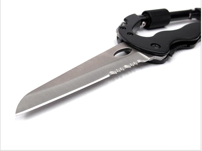 Outdoor Multifunction Folding Carabiner Knife Cutting Tool