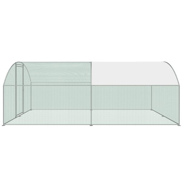 Quality Round Top Pitched Roof W5.6m Large Metal Chicken Run for sale