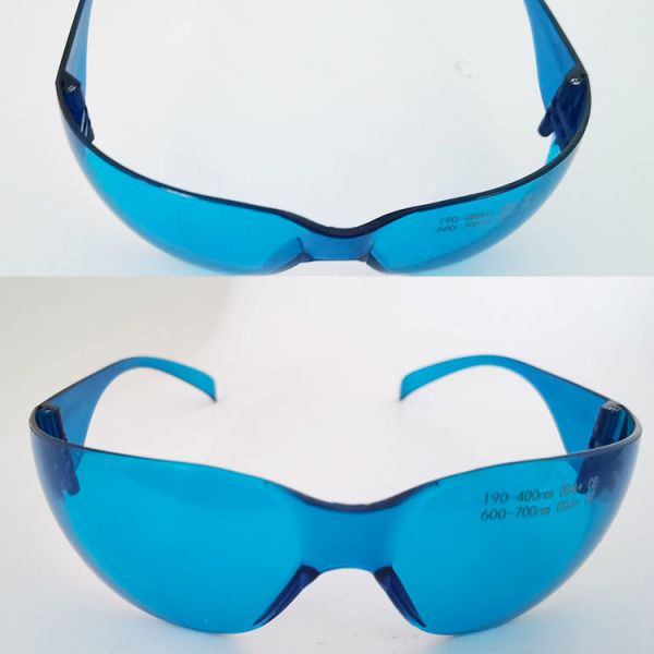 Quality 190~400nm&600-700nm Blue Lens Laser Protection Glasses UV and Red Laser for sale