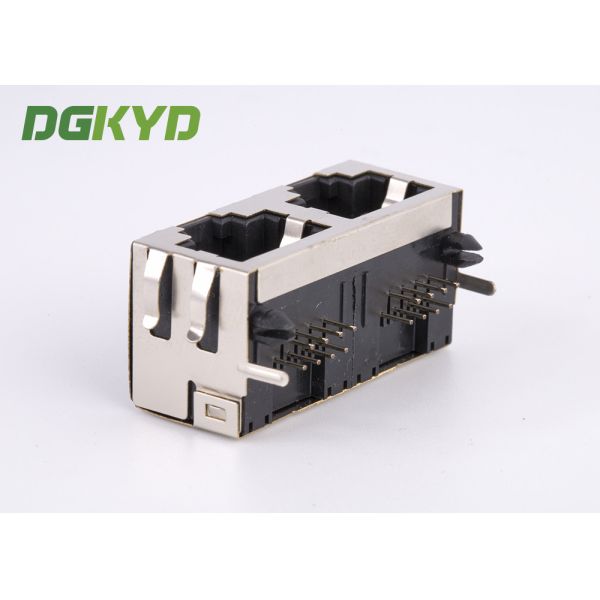 Quality Right angle PCB mount dual port combo RJ45 connector ethernet modular jack for sale
