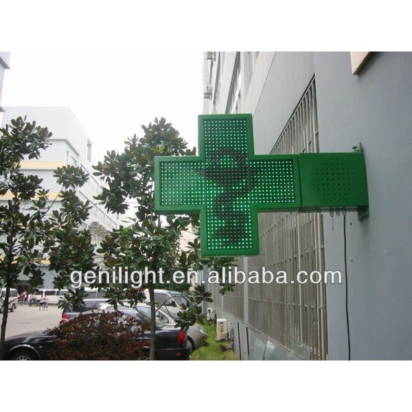 Quality 1G Pixel Configuration Custom Size Full Color Pharmacy LED Cross Sign with RGB for sale