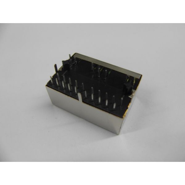 Quality Right angle PCB mount dual port combo RJ45 connector ethernet modular jack for sale