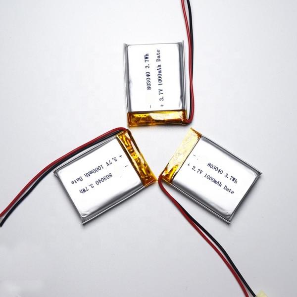 Quality IEC62133 UL Approved 803040 Li Polymer Battery 3.7v 1000mAh for sale