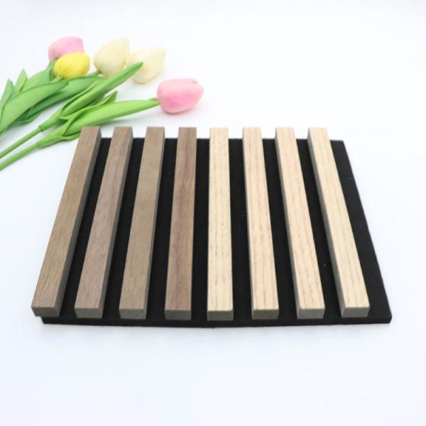 Quality 100% Polyester+MDF With Veneer Acoustic Board Square Shape Soundproofing for sale