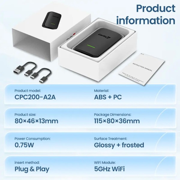 Quality CPC200-A2A Wired To Wireless Android Auto Adapter Compatible 98% Car Models for sale