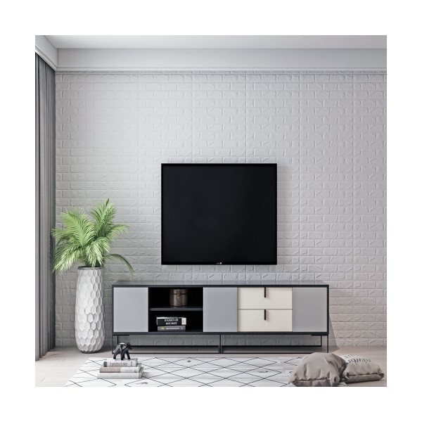 Quality Soft Packages Design Style Waterproof Moistureproof 3D PE Foam Brick Wall Sticker 10mm Thick White Color Wall Decor Wallpaper for sale