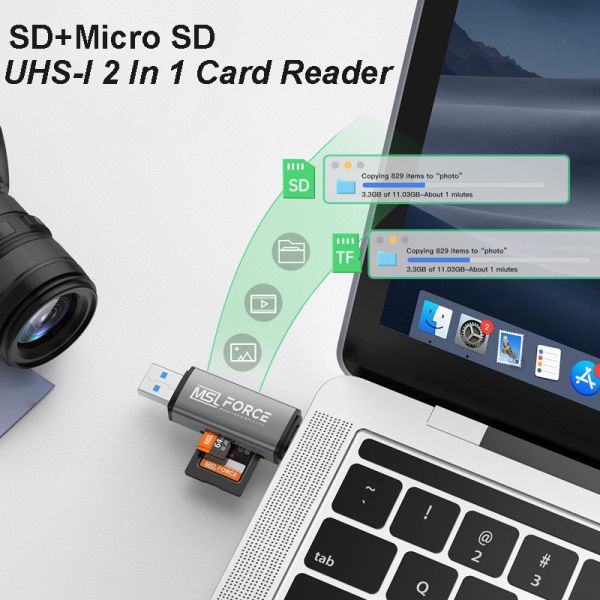 Quality Portable USB 3.2 Gen 1 Multi Card Reader With USB C And USB A Connectors for sale
